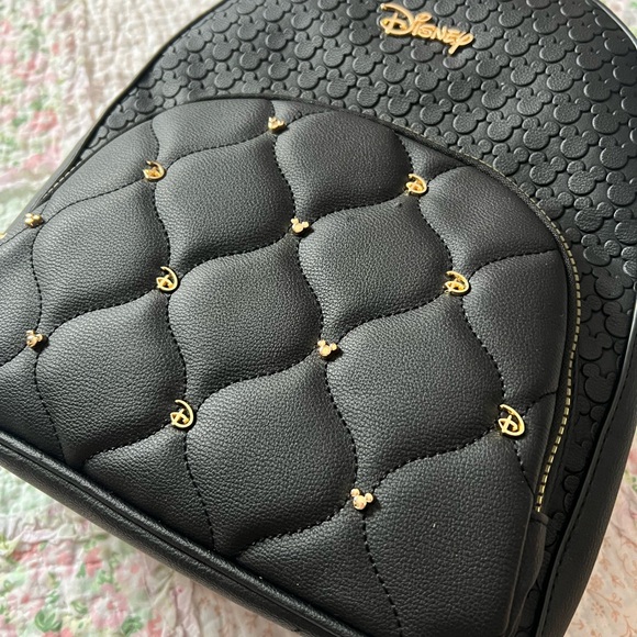 Disney | Bags | Disney Studded Quilted Black Backpack | Poshmark